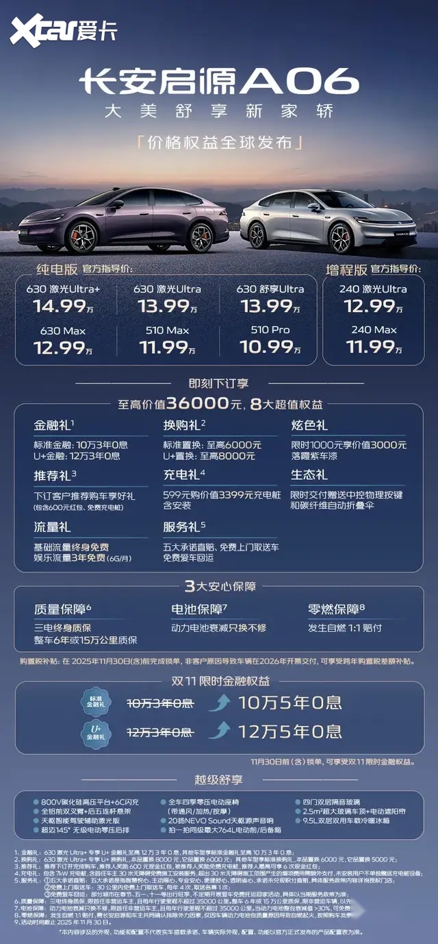 10.99万起，双叉臂+激光雷达，启源A06上市-爱卡汽车爱咖号